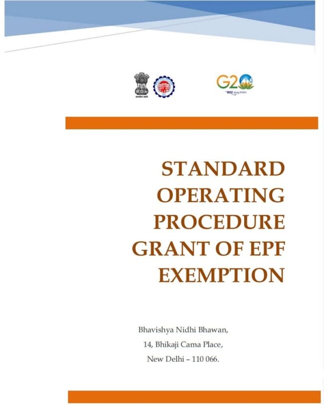 Grant of Exemption from EPF - Standard Operation Procedure (SOP) issued by EPFO | StaffNews